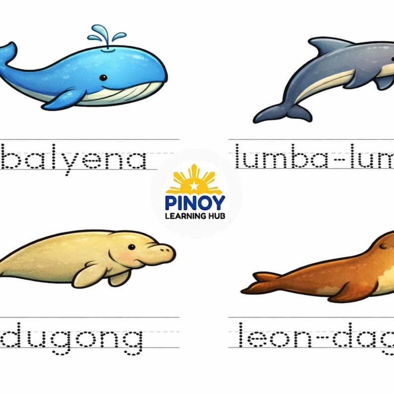 Tagalog Mga Hayop Sa Dagat Worksheets | Filipino Sea Animals Tracing ...