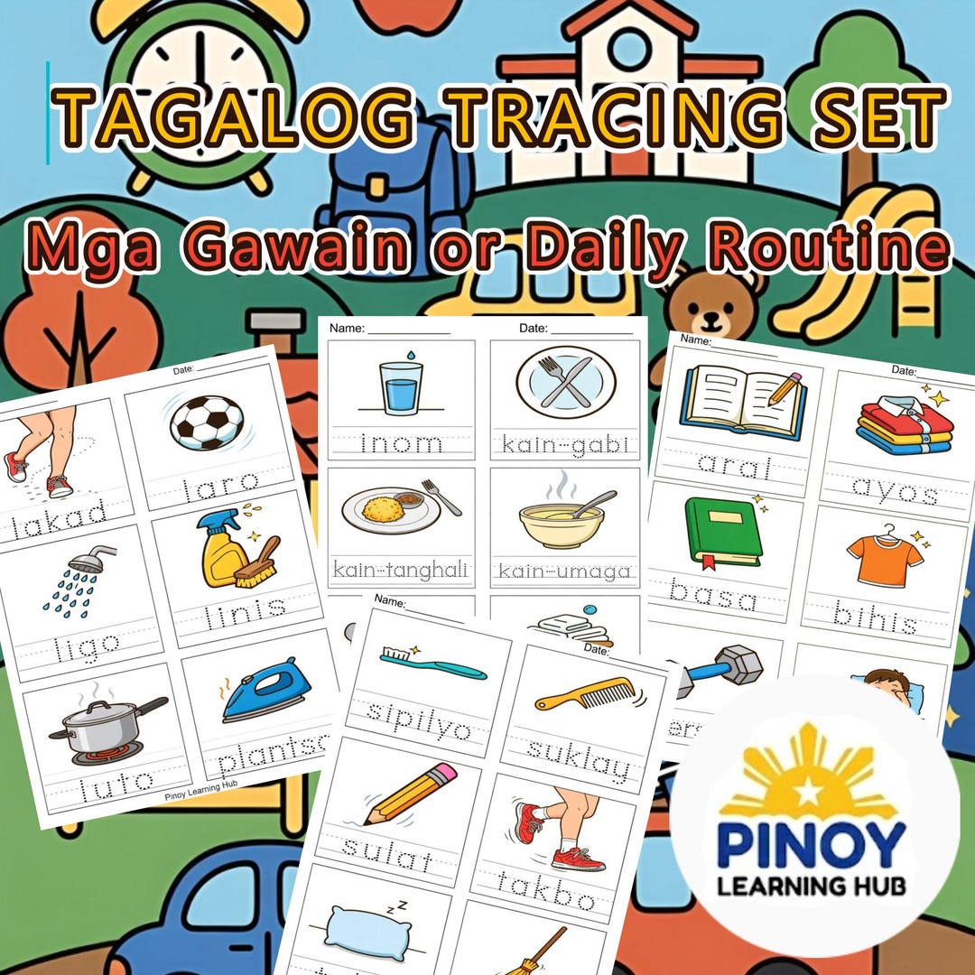 Tagalog Mga Gawain Worksheets | Filipino Daily Routine Tracing PDF ...