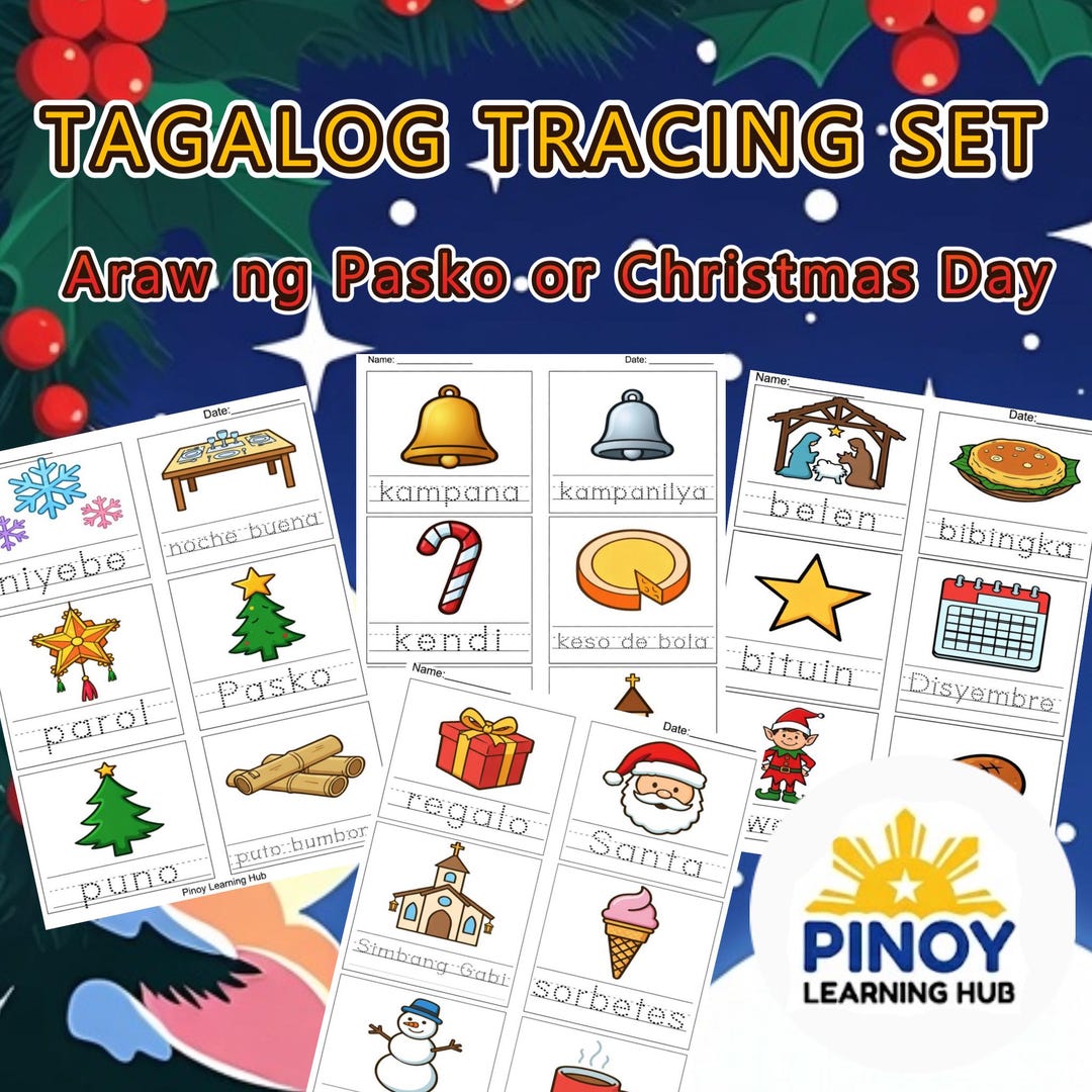 Tagalog Araw Ng Pasko Worksheets | Filipino Christmas Vocabulary ...