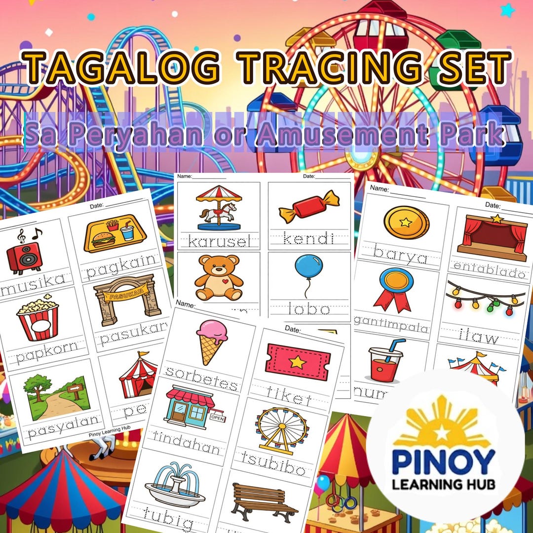 Tagalog Peryahan Worksheets | Filipino Amusement Park Vocabulary ...