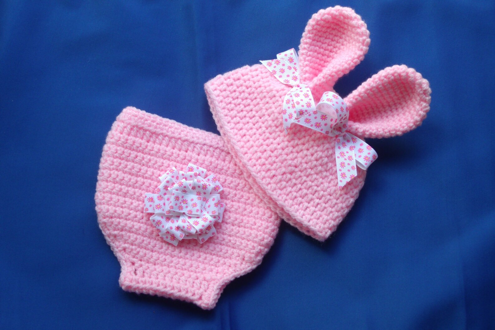 Crochet Bunny Rabbit Nappy Wrap & Hat With Rounded Ears | Etsy UK