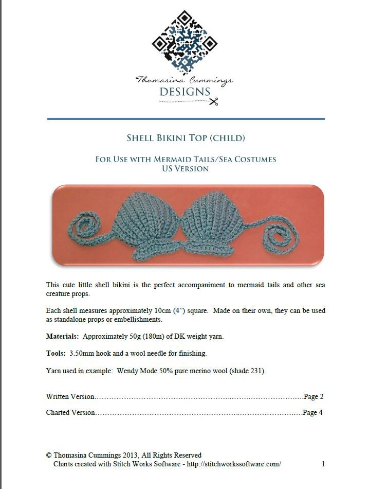 Crochet Shell Bikini Top Photo Prop INSTANT DOWNLOAD PDF by - Etsy México