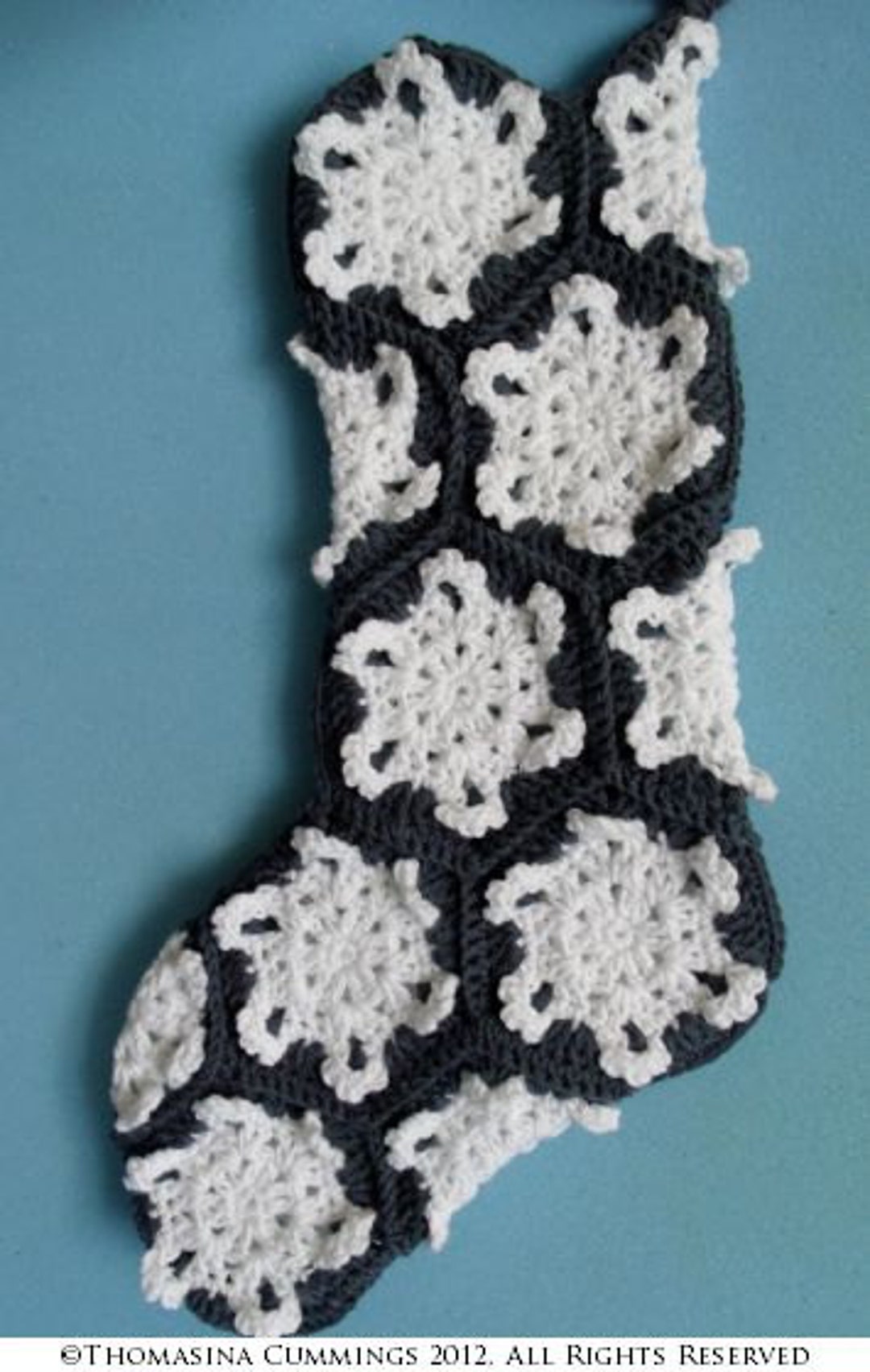 Crochet Snowflake Stocking With Textured Hexagons and Diamonds ...