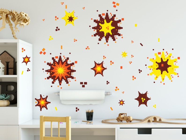 Video Game Explosion Wall Decals, Boys Room Decor, Vinyl Graphic Wall ...