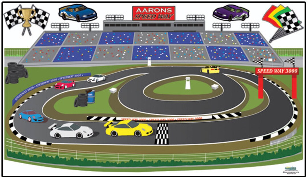 Race Track Wall Mural, Kids Room Decor Stickers for Boys Bedrooms ...