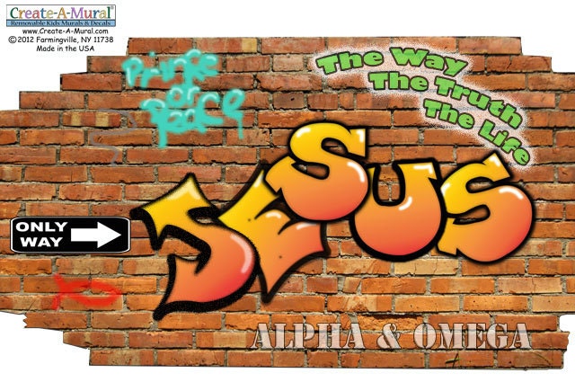 Christian Mural of Jesus Graffiti for Youth Church Room - Etsy