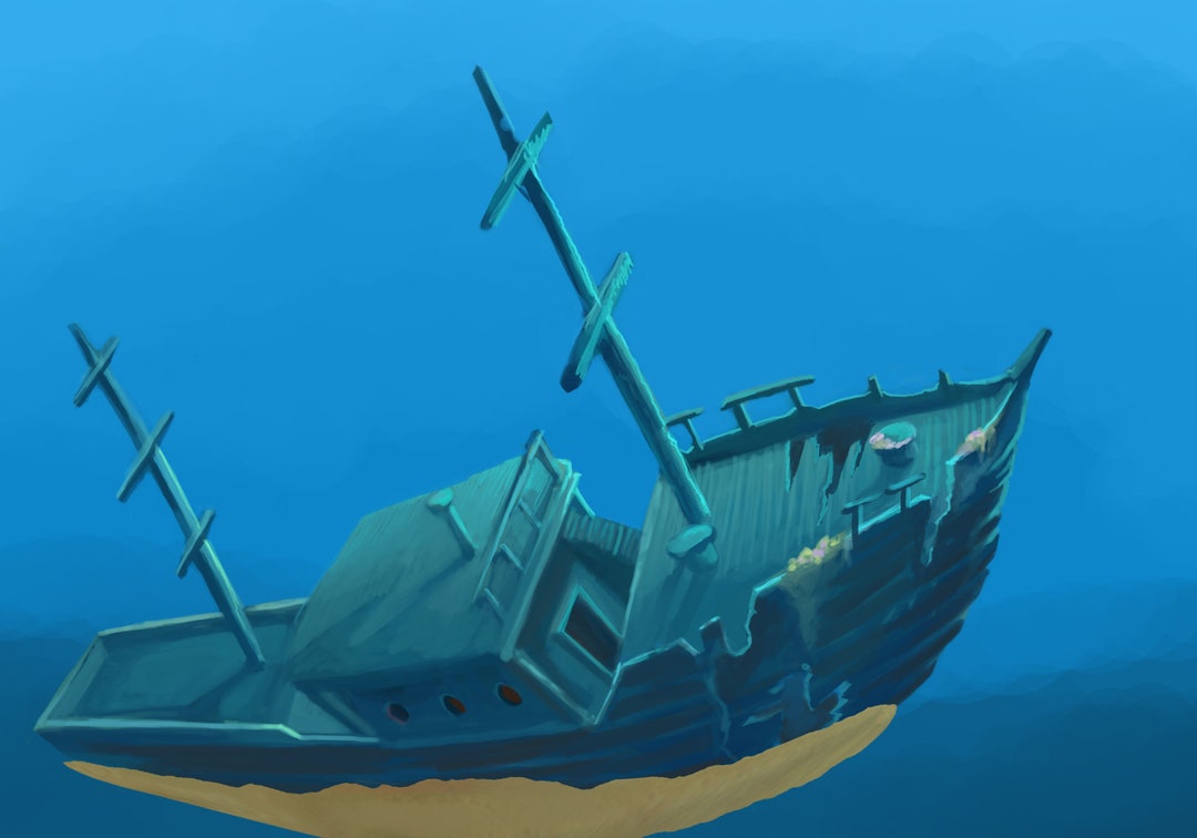 Create-a-mural Sunken Ship Wall Mural for Kids Room Under Sea Ocean ...