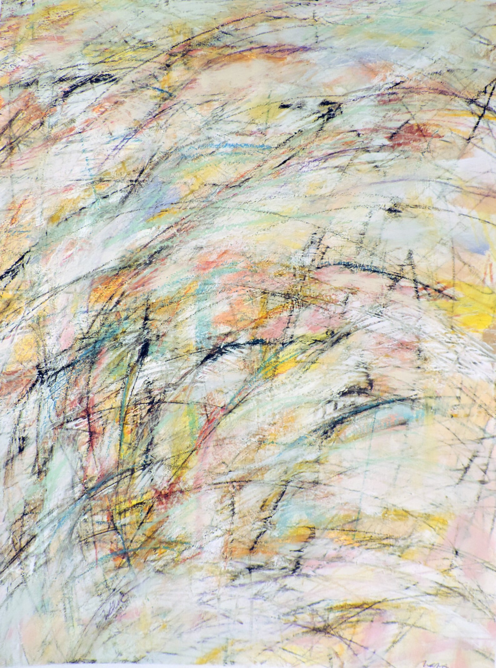 Untitled B 8-31-14 abstract Expressionist Painting, Gold, White, Blue ...