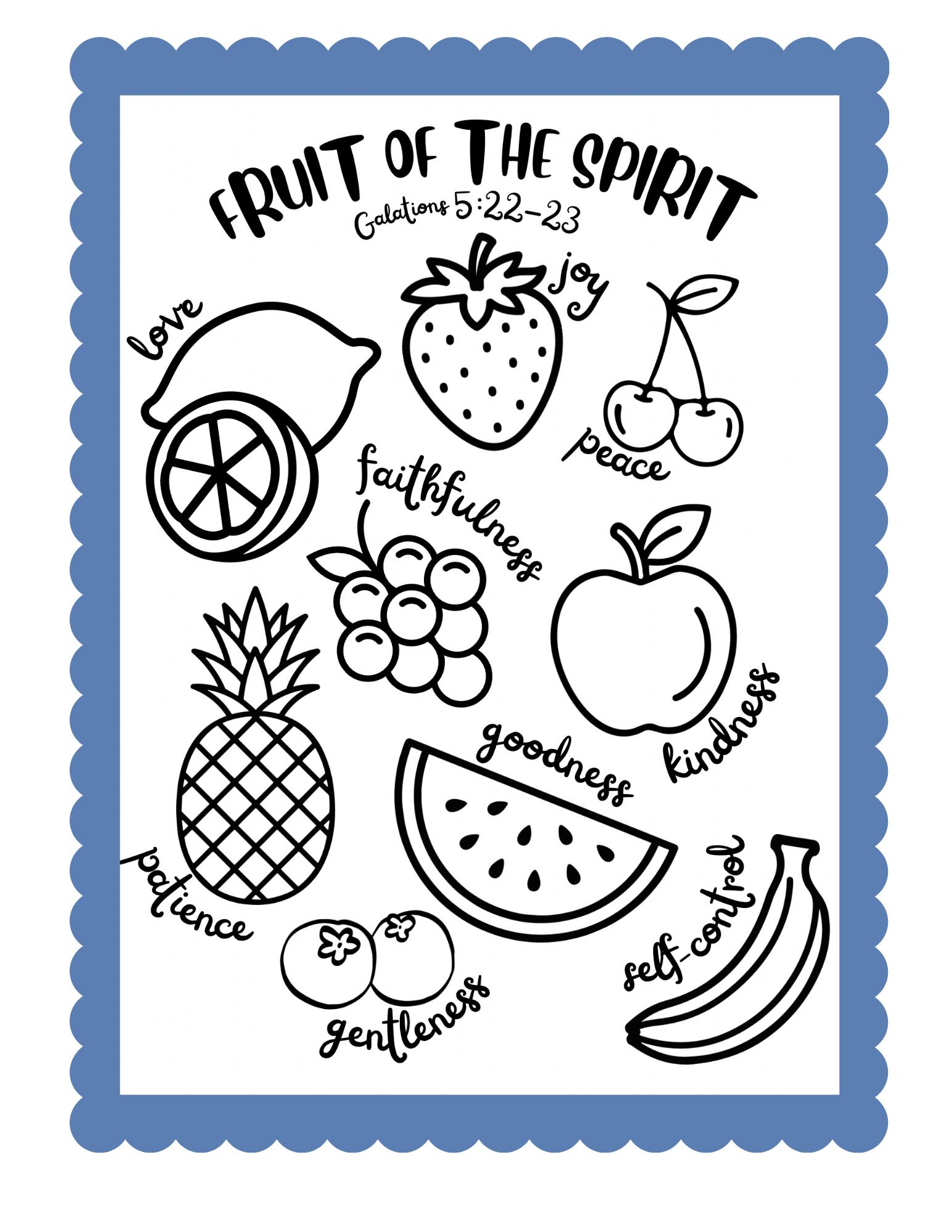 Fruit of the Spirit Coloring Page | Galatians 5:22-23 Bible Activity ...
