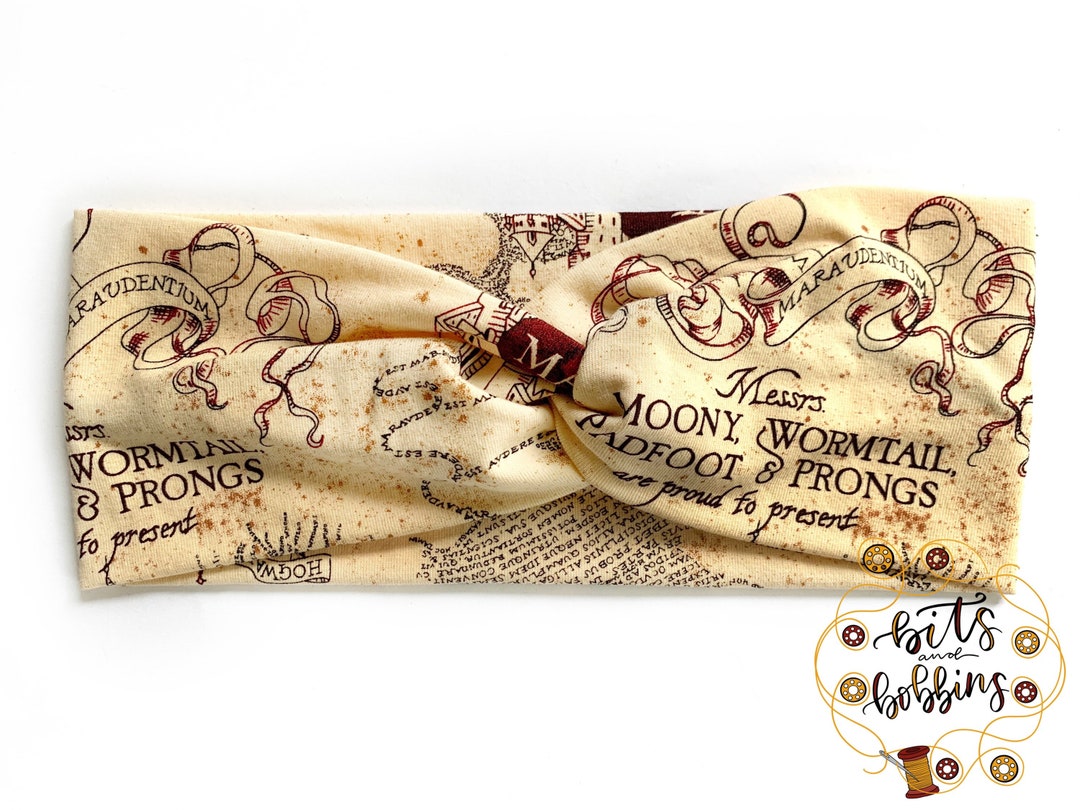 Magic Wizard Map Twisted Headband Wizard Grey Turban, Workout, Messy ...