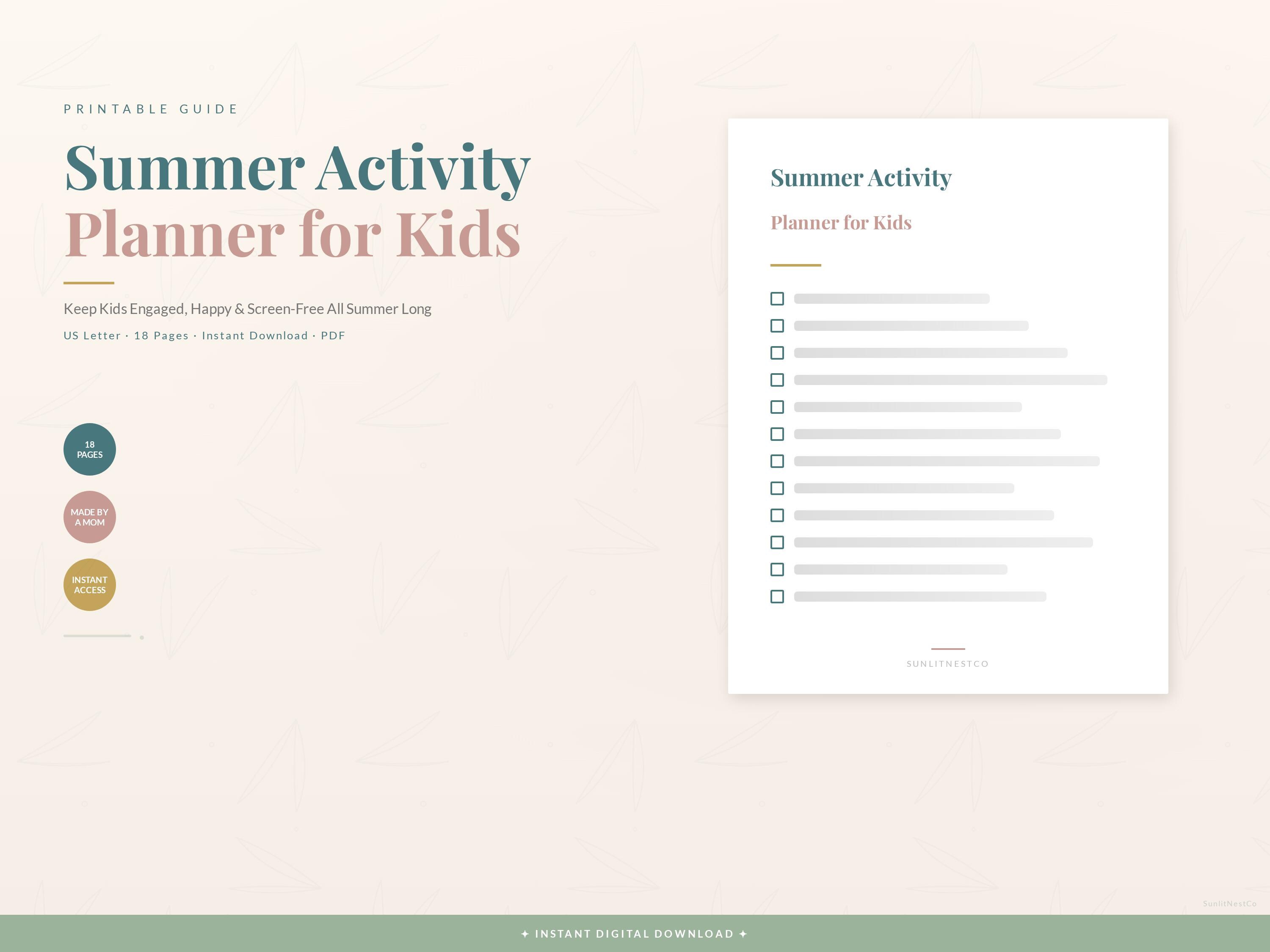 Summer Activity Planner for Kids | Daily Schedule, Crafts, Outdoor Fun ...