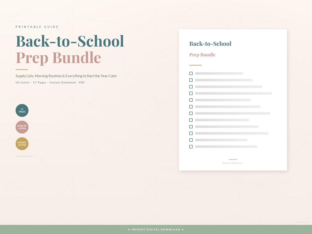 Back-to-school Prep Bundle | Kids Supply List, Morning Routine Planner ...