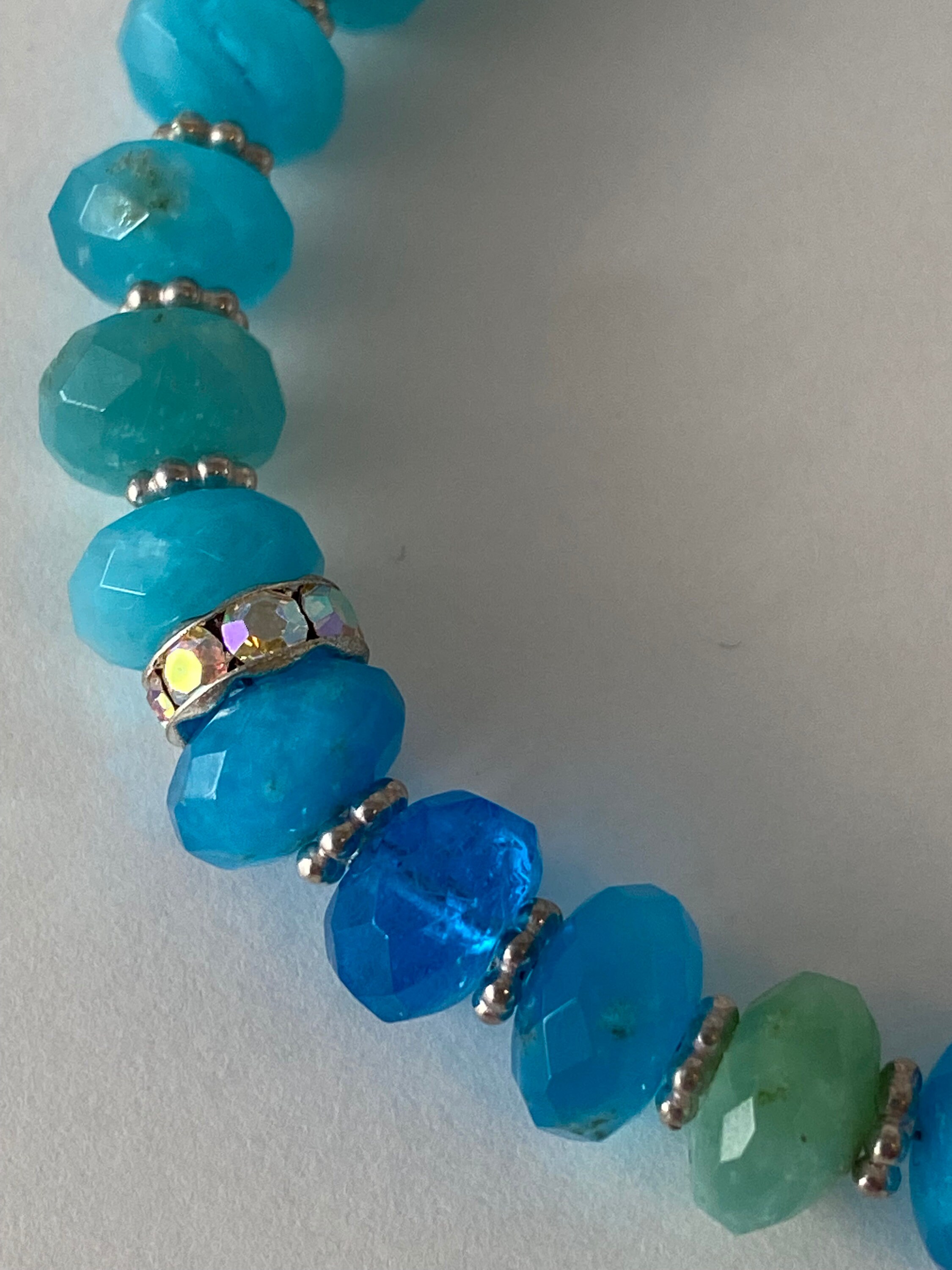 Ocean Blue Quartz and Bali Silver Bracelet - Etsy