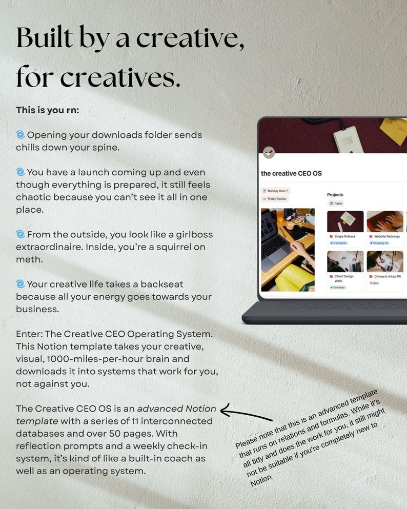 Creative CEO OS Notion Template | Business Planner, Content Calendar ...