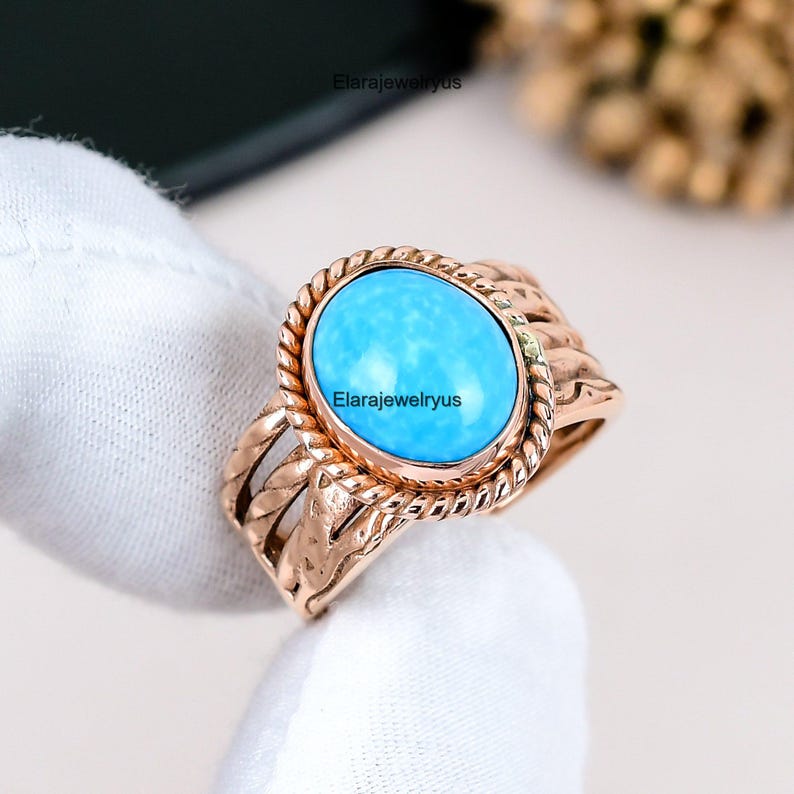 White Water Turquoise Copper Ring, Artisan Adjustable Band, Daily Wear ...