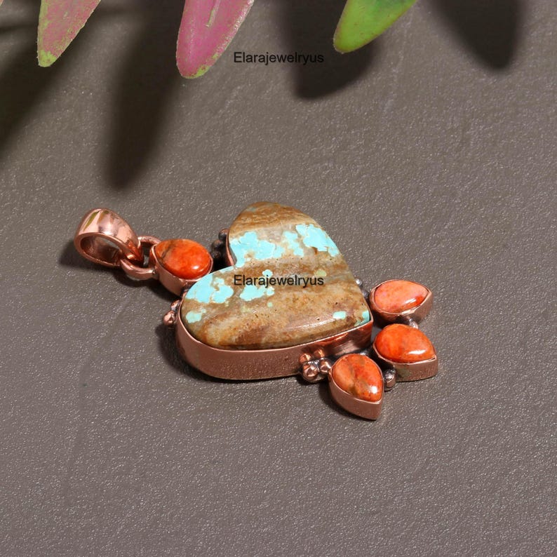 Number 8 Turquoise Oyster Pendant Copper December Birthstone Daily Wear ...