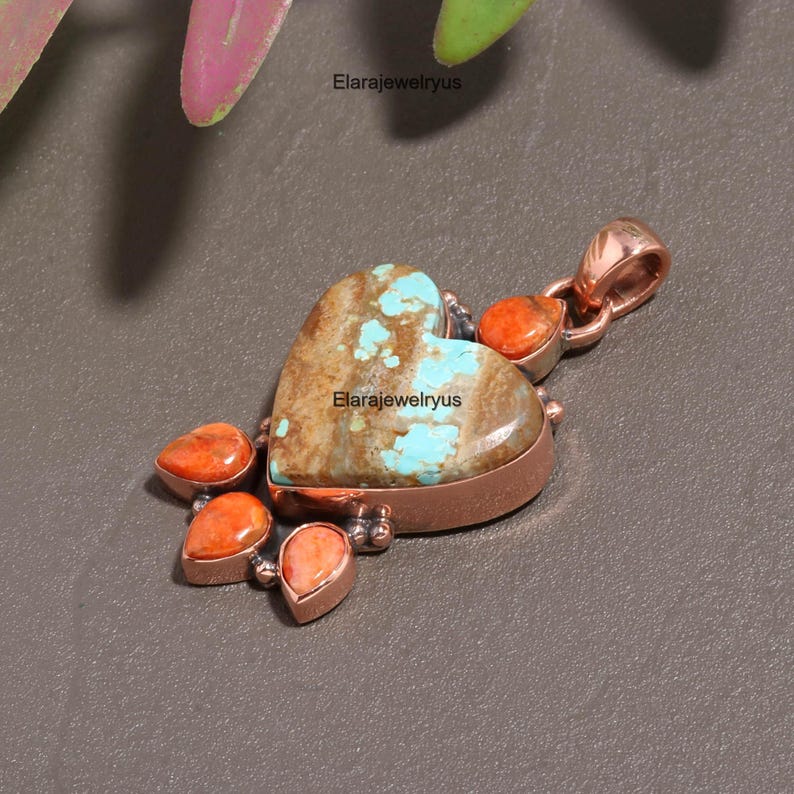 Number 8 Turquoise Oyster Pendant Copper December Birthstone Daily Wear ...