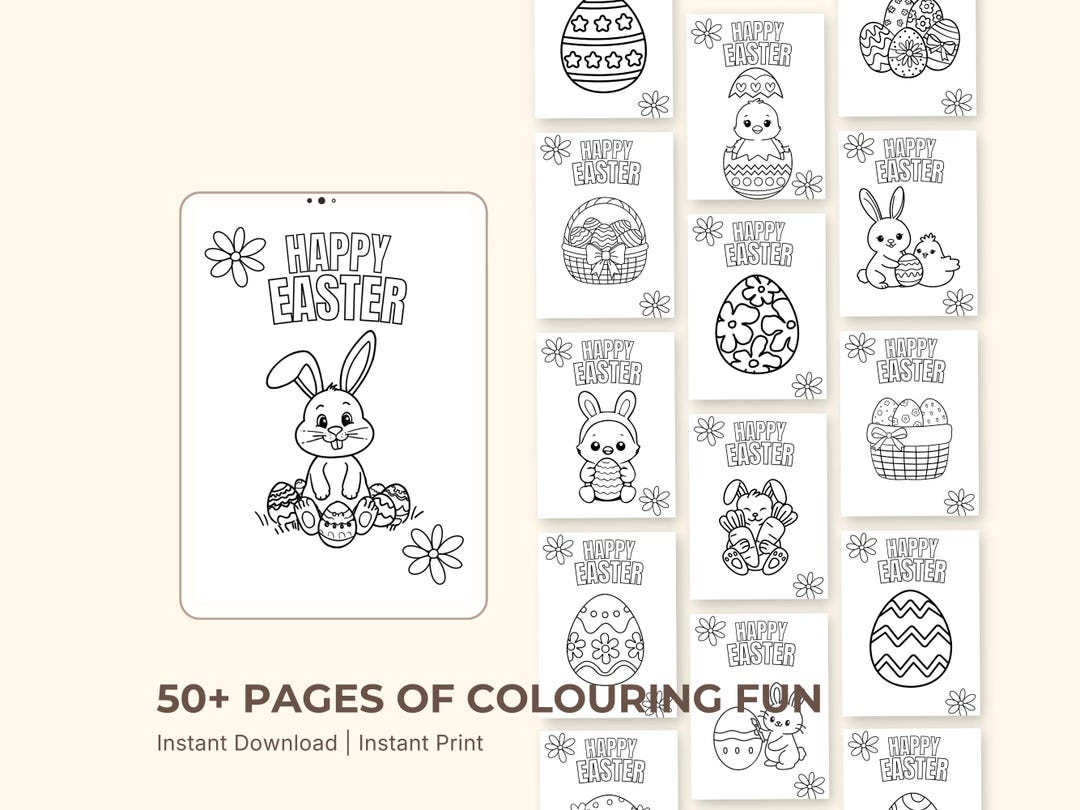 Easter Coloring Pages, Kids Printable Activity Book (digital Download ...