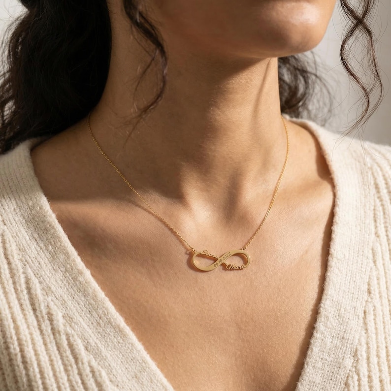 Custom Infinity Name Necklace – 2 Names Date Necklace, Couple Gift ...