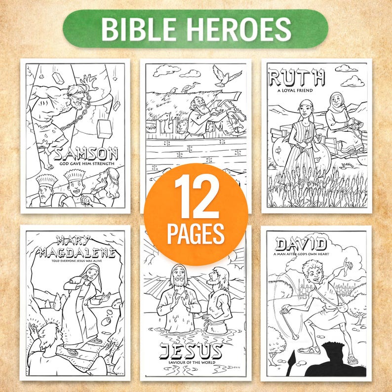 Bible Heroes Colouring Pages Printable | Christian Kids Activity ...