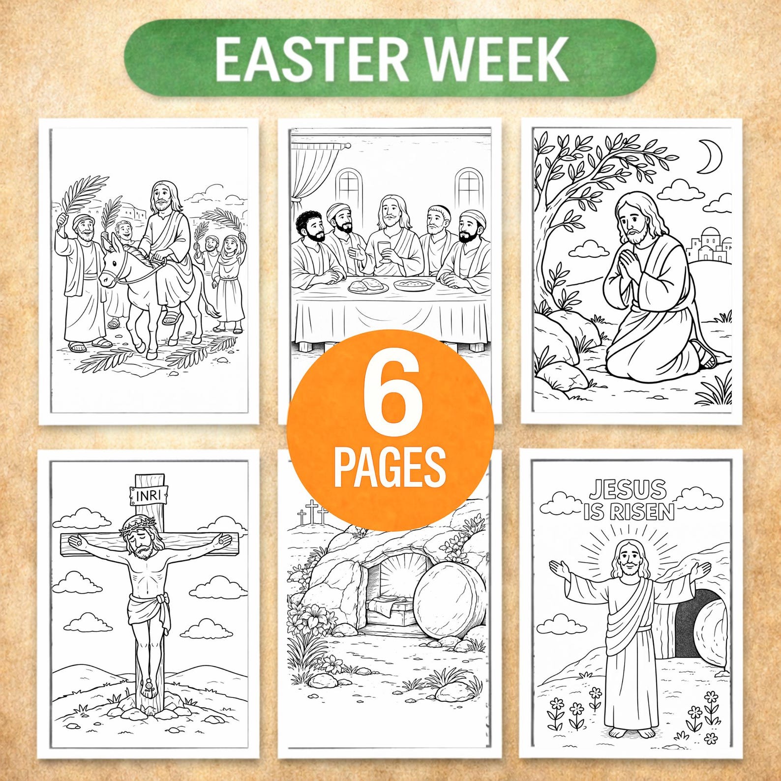 Easter Story Colouring Pages Printable | Holy Week Journey for Kids ...