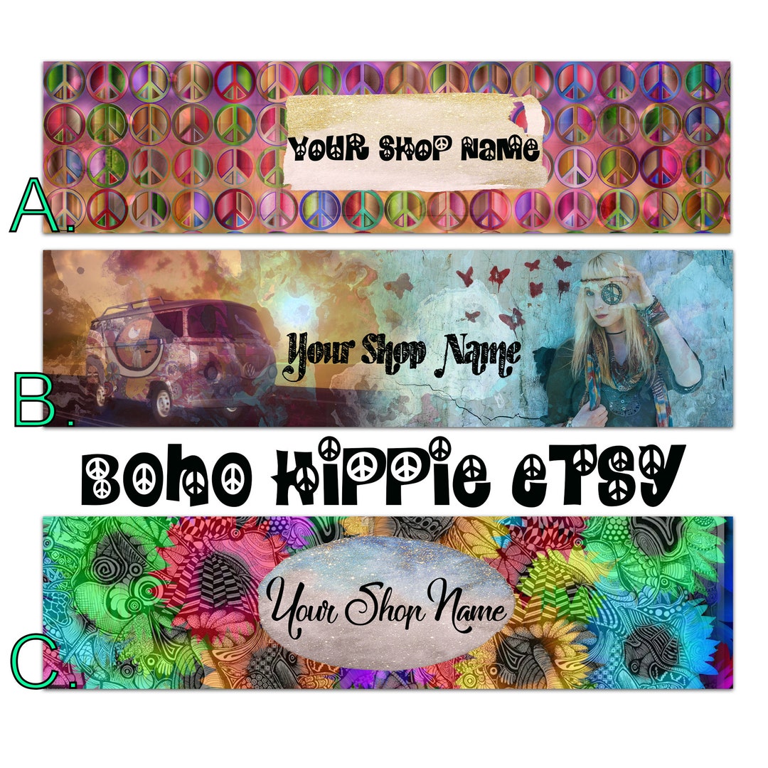 BOHO HIPPIE ETSY Banners,60's Colorful Hippie Banners,funky Boho,retro ...
