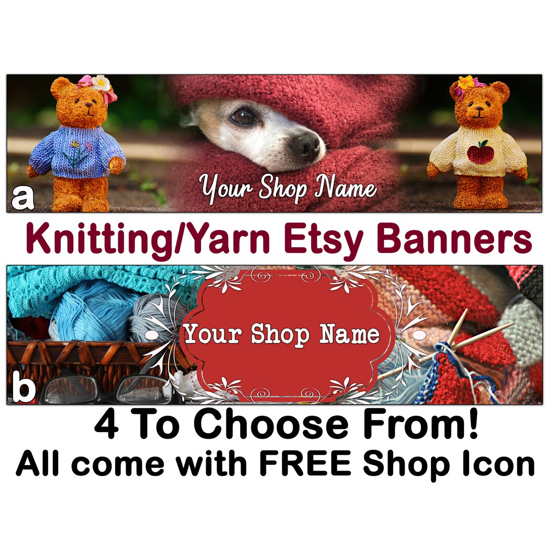 KNITTING/YARN Etsy Banner,knitting Premade Etsy Banners,colorful Yarn ...