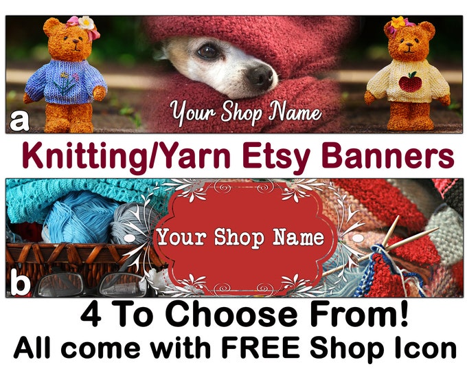 KNITTING/YARN Etsy Banner,knitting Premade Etsy Banners,colorful Yarn ...