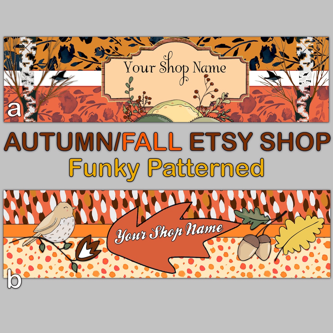 AUTUMN FALL COLOR Patterned Banners,large Etsy Covers,premade Etsy ...