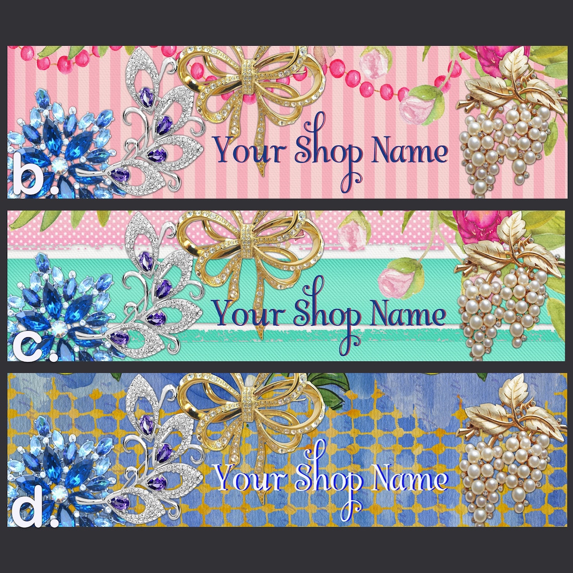 VINTAGE JEWELRY Banners,colorful Jewelry Banners,jewelery Banner ...