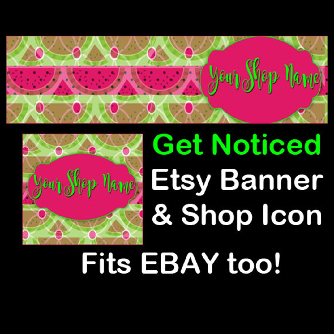 LIME WATERMELON Etsy Large Cover Banner Set/premade Etsy Banner/spring ...