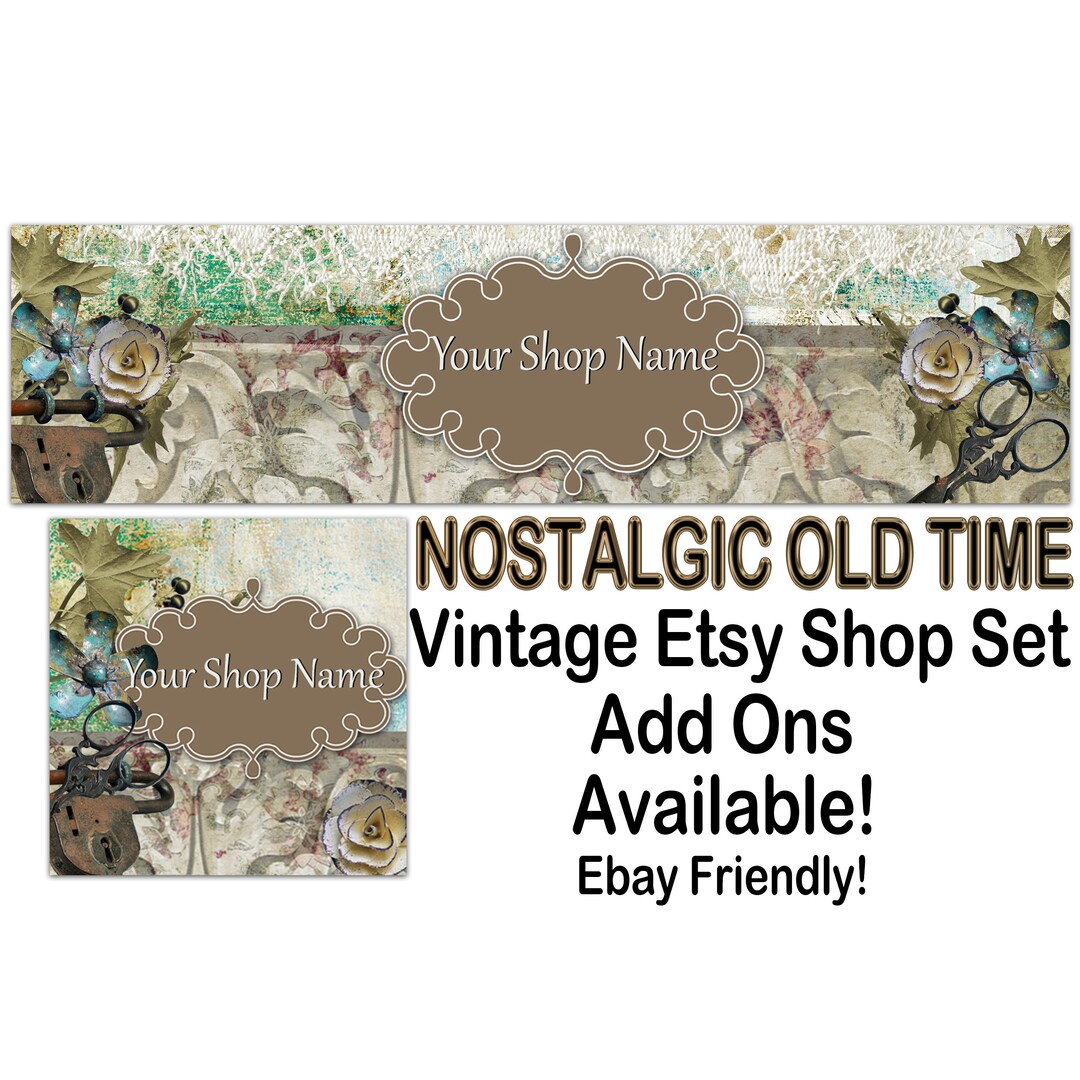 NOSTALGIC OLD TIME Vintage Etsy Large Cover Banner,premade Etsy Banner ...
