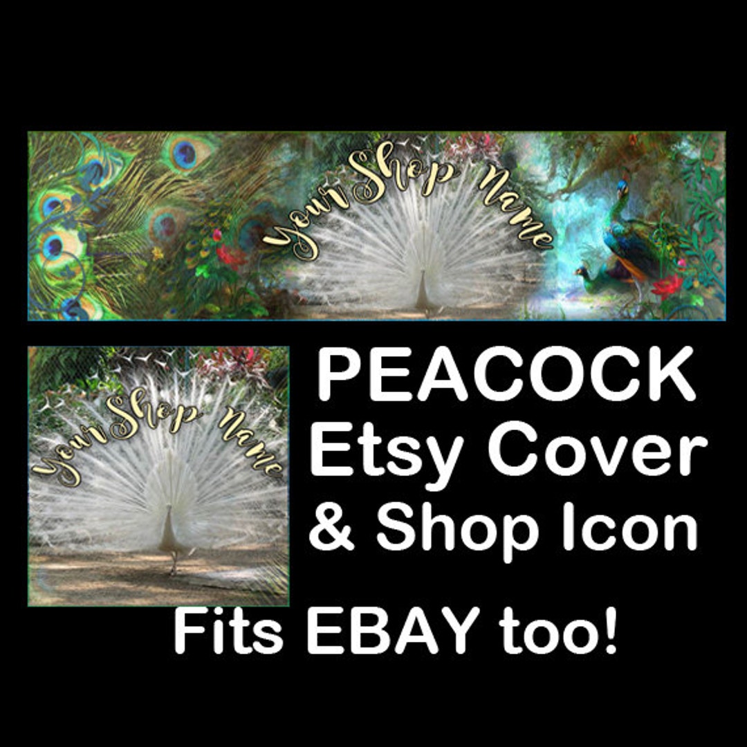 PEACOCK DESIGN Etsy Large Cover Banner Set, Premade Etsy Banner, White ...