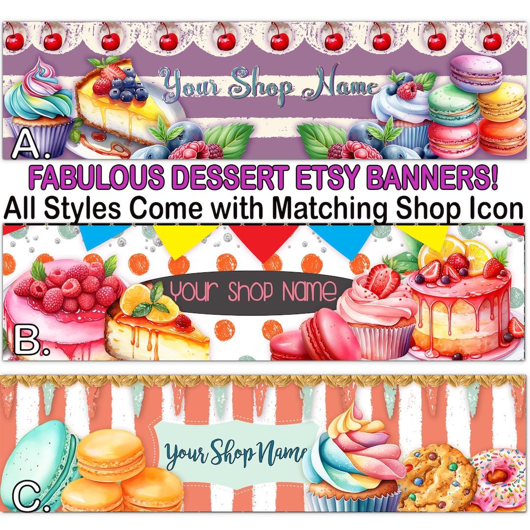 ETSY DESSERT Banners,cake Banner,cupcake Banner,cheesecake Banner ...