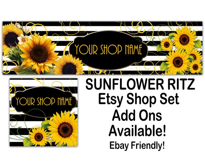 SUNFLOWER RITZ Premade Etsy Banner-etsy Shop Cover-sunflower Banner ...