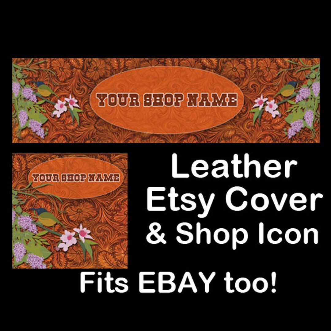 LEDER GEPRÄGT Etsy großes Cover Banner Set, vorgefertigtes Etsy Banner ...