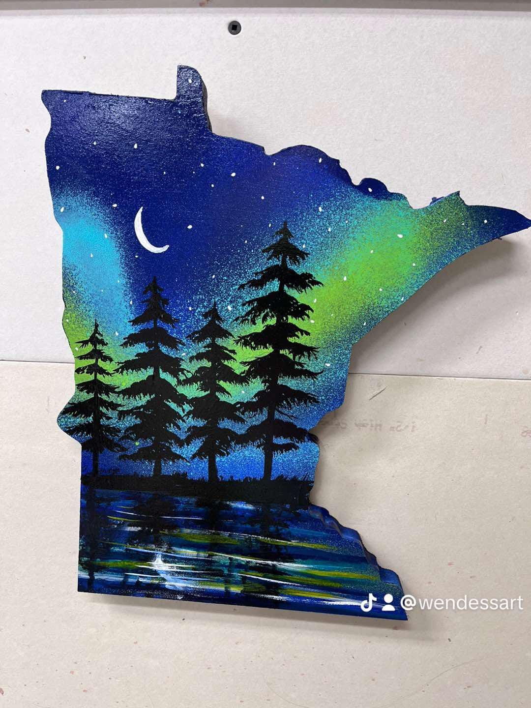 Mn Northern Lights Cutout of Wood and Hand Painted - Etsy