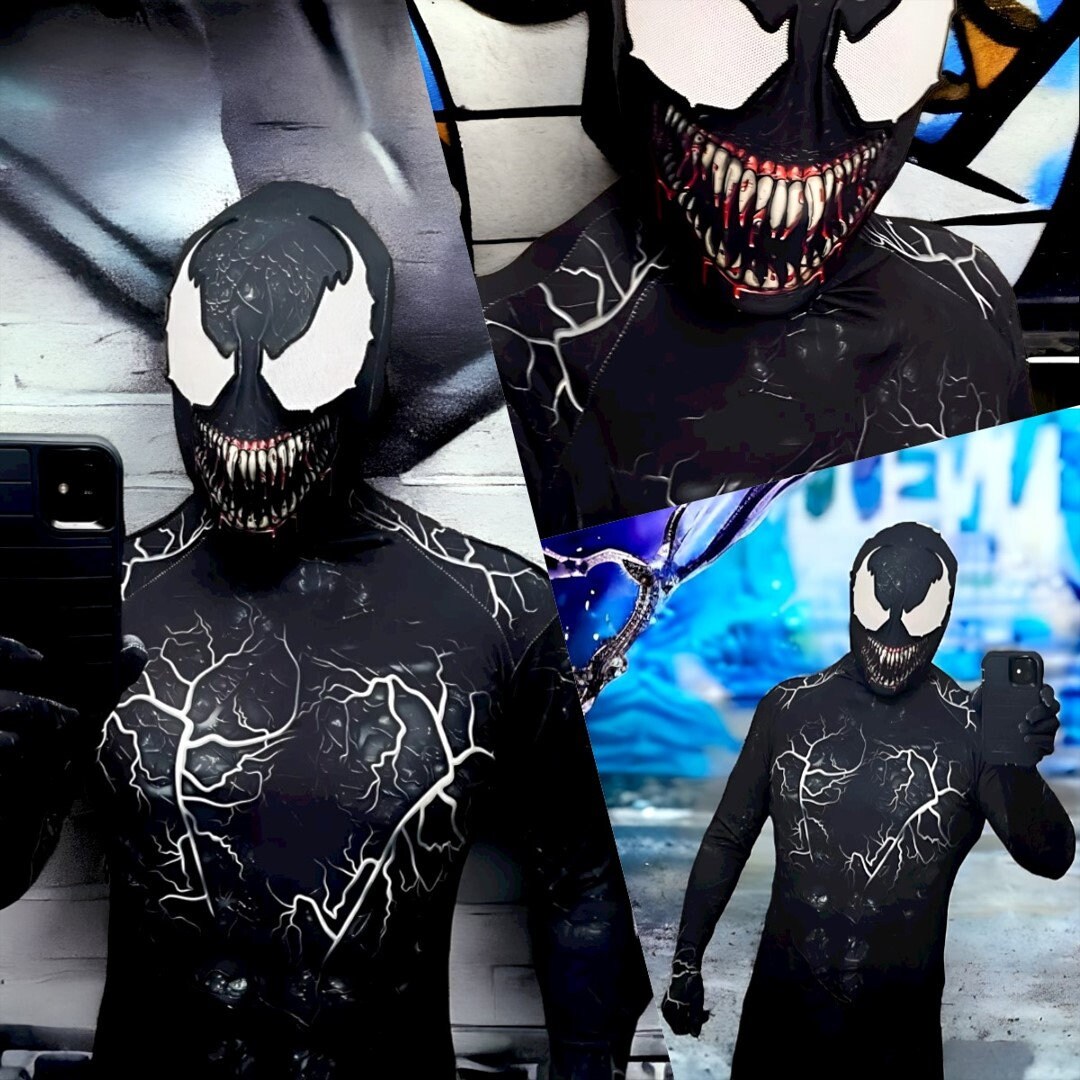 Venom Symbiote Black Costume, Venom Symbiote Suit, Superhero Cosplay ...