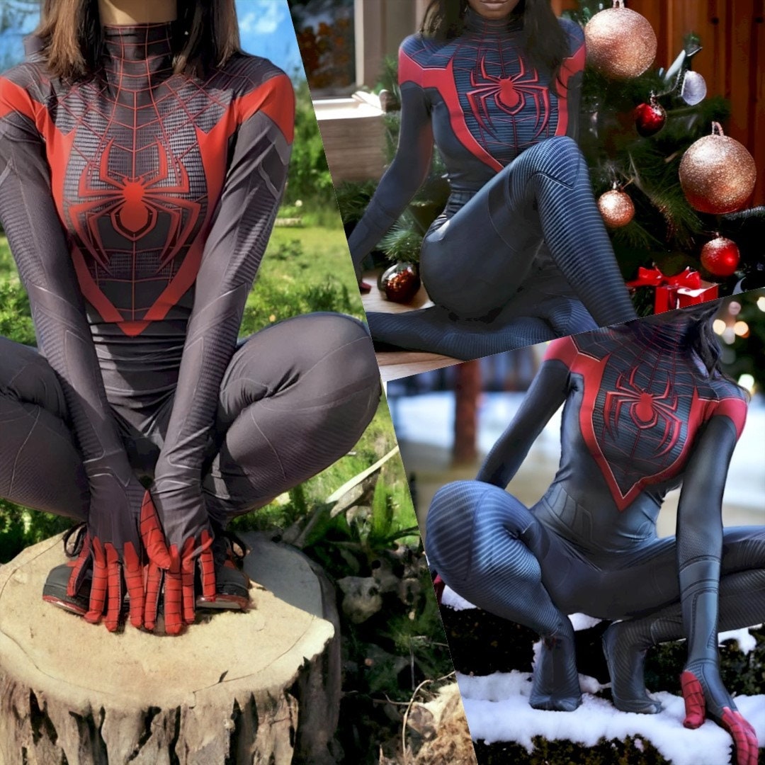 Woman Spiderman Miles Morales PS5 Cosplay Costume, Woman Spiderman PS5 ...
