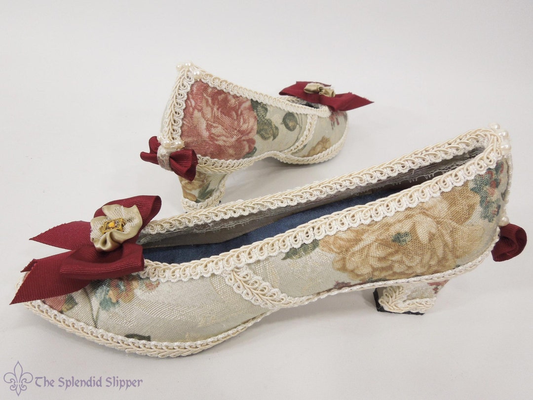 Floral Damask Rococo Heels: Marie Antoinette Cosplay Shoes (6.5M-7M) - Etsy