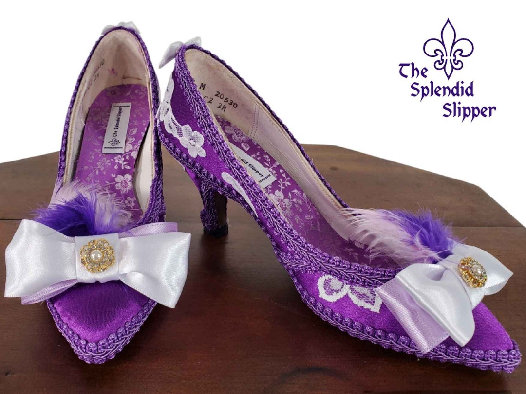 Hand-decorated Rococo Shoes: Purple Lace Cosplay Heels (size 5.5-6M) - Etsy