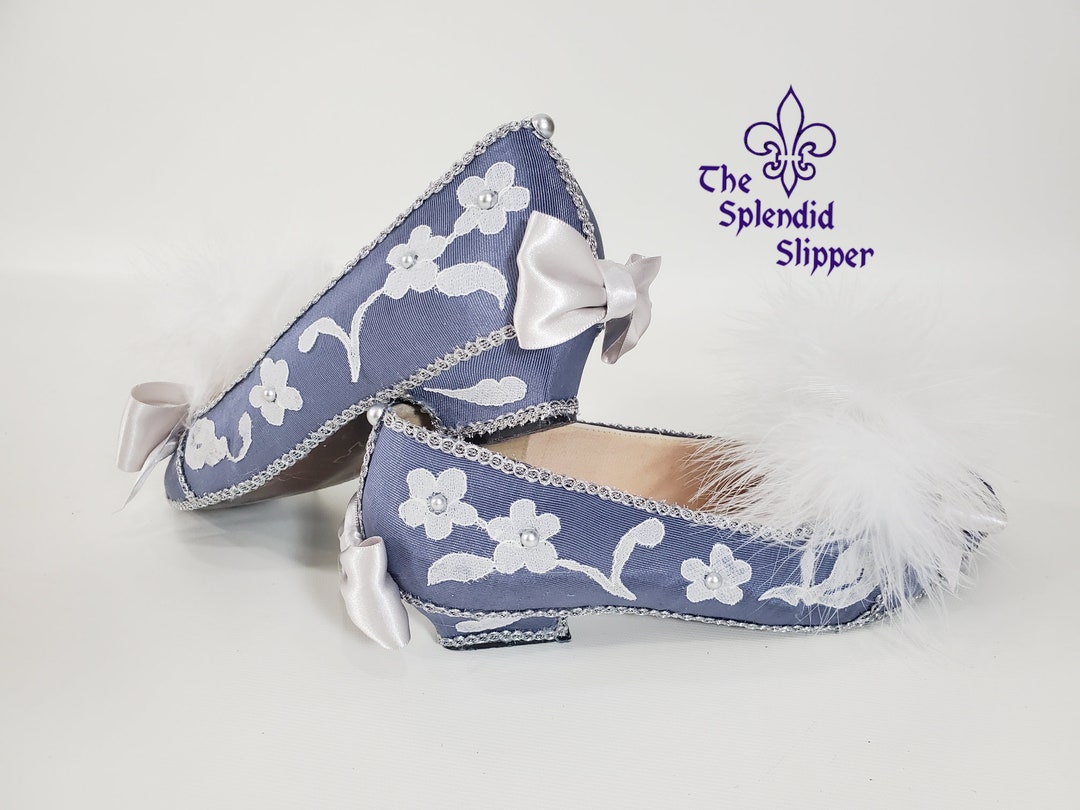 Hand-decorated Rococo Shoes: Periwinkle Blue Lace Flats (6.5M 7M) - Etsy