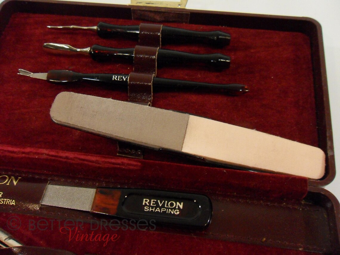 Vintage Revlon Manicure Kit In Leather Case Etsy