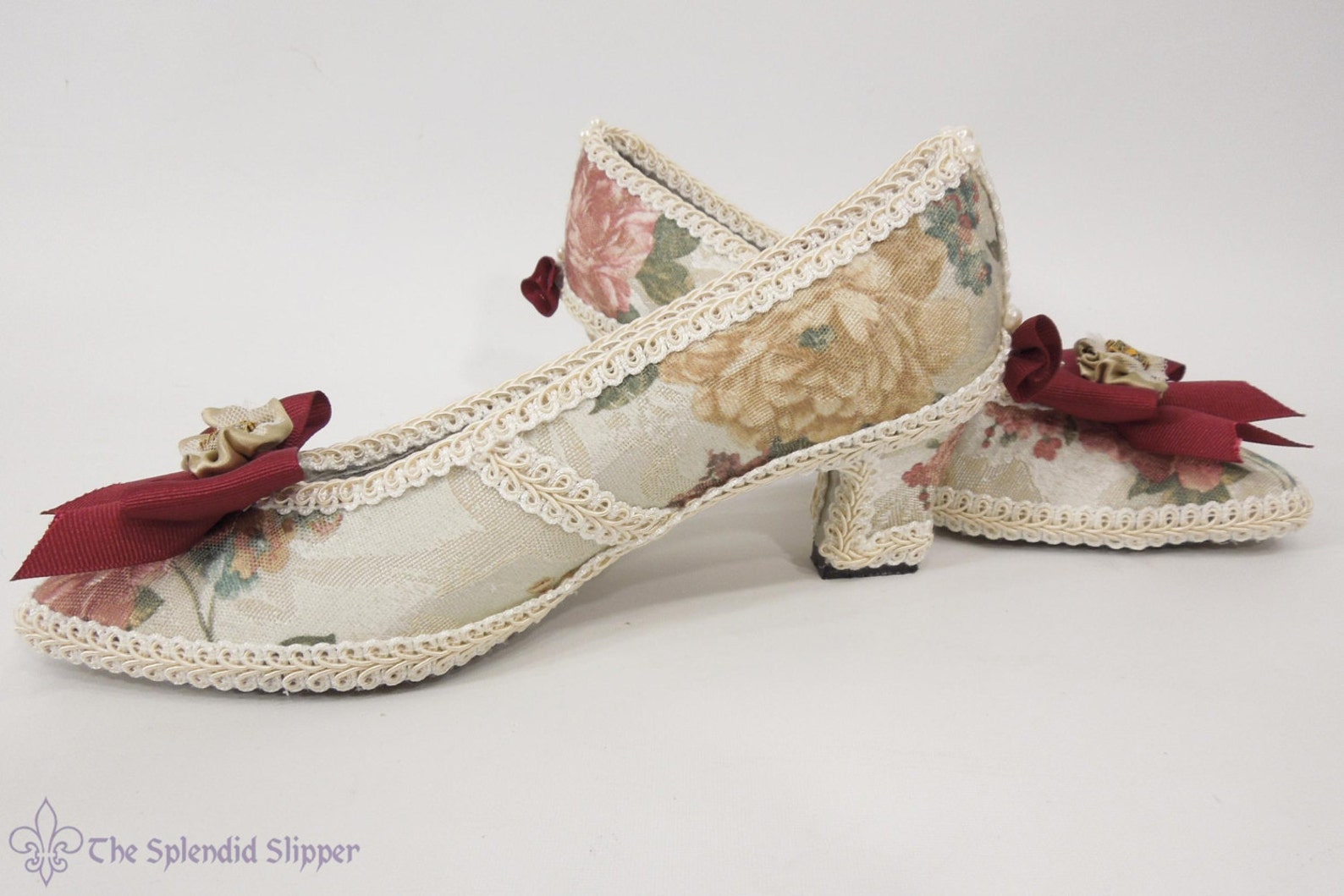 Floral Damask Rococo Heels: Marie Antoinette Cosplay Shoes (6.5M-7M) - Etsy