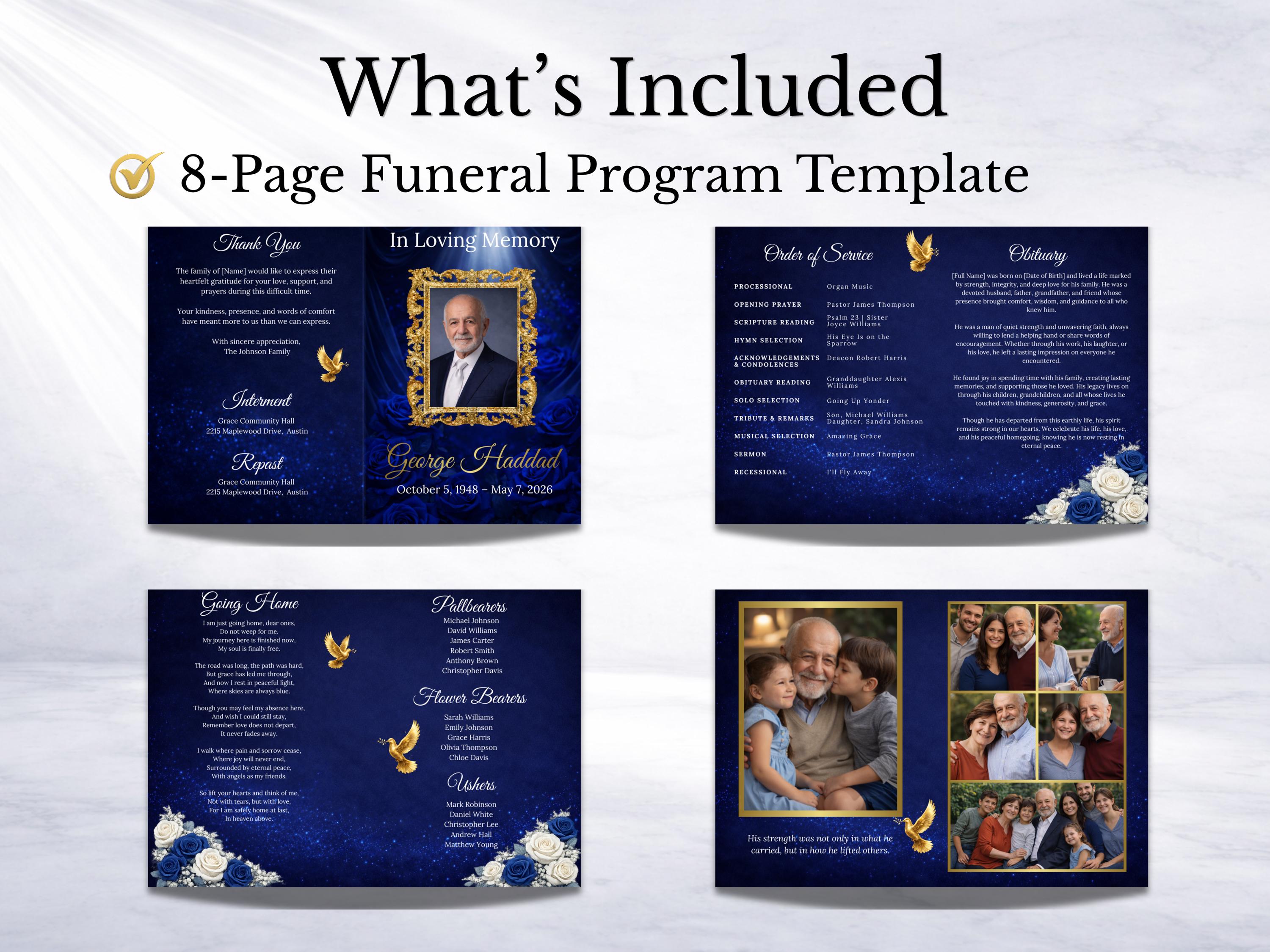 Funeral Program Template: Editable Obituary Celebration of Life ...