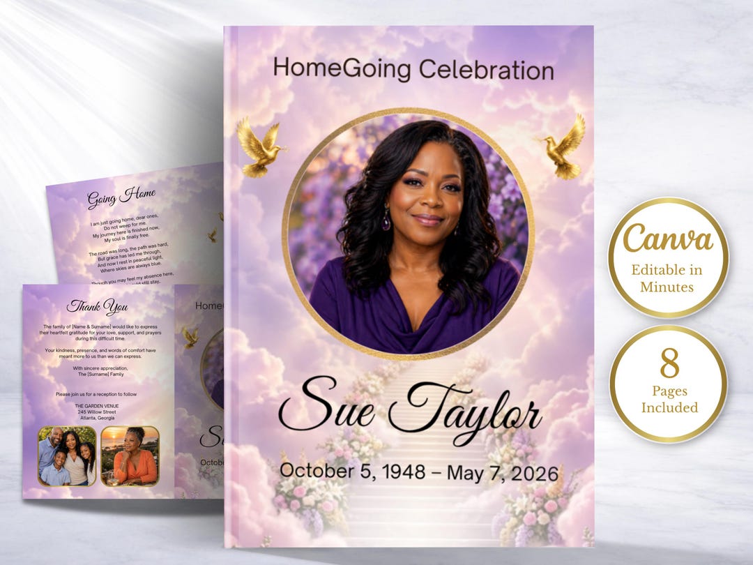 Funeral Programs Template Canva Obituaries Template Funeral Memorial ...