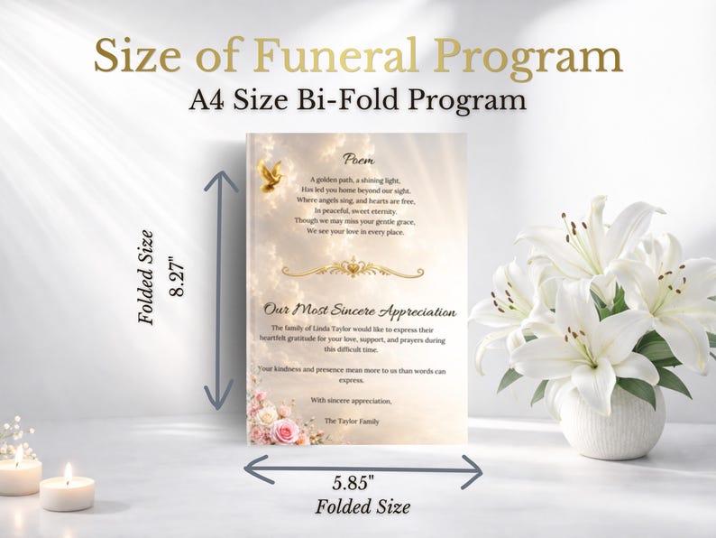 Pink Funeral Program Template Canva for Her Editable Memorial Service ...