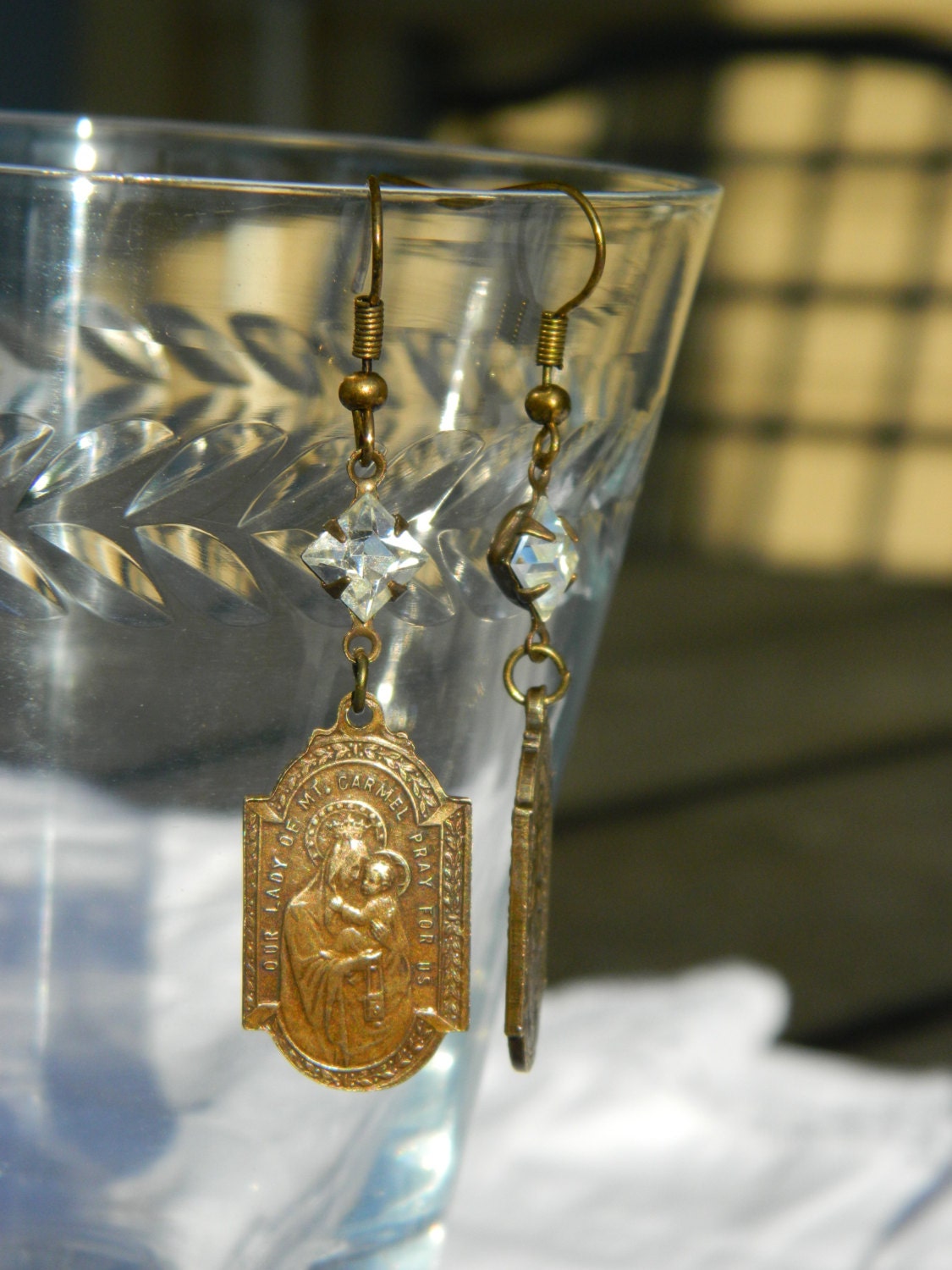 Vintage Repurposed Jewelry Religious Earrings Sacred Medal Handmade ...