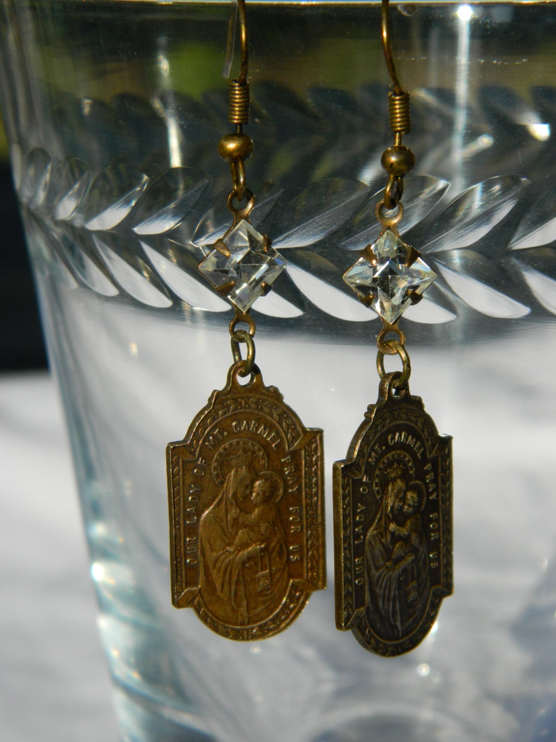 Vintage Repurposed Jewelry Religious Earrings Sacred Medal Handmade ...