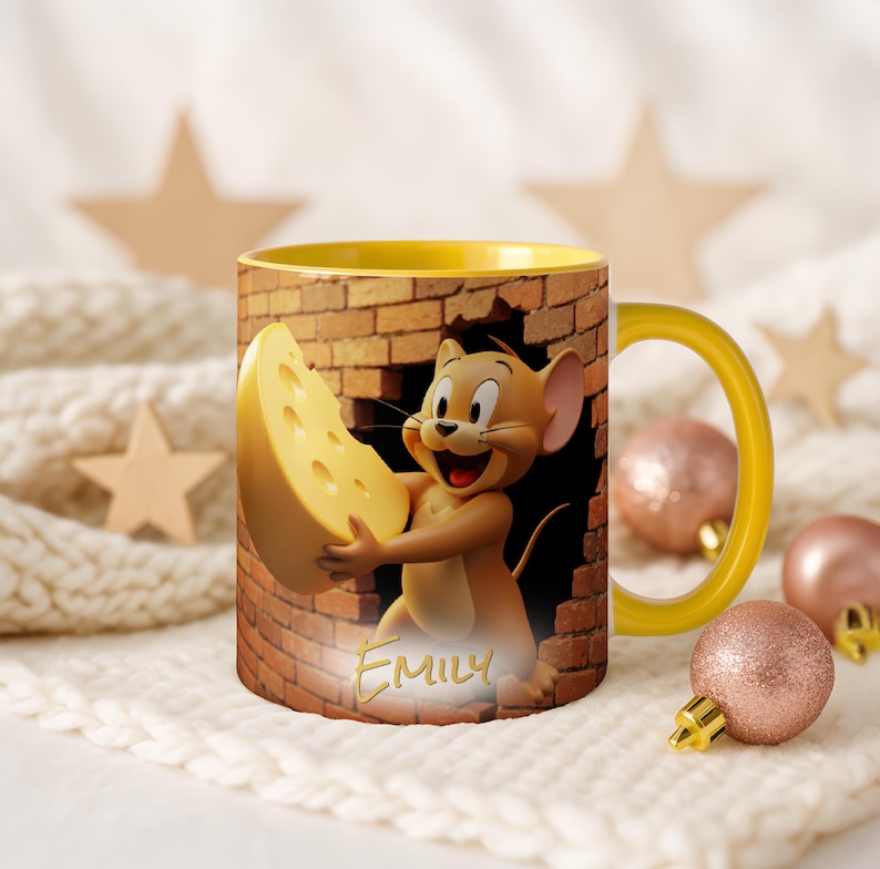 Jerry Mouse 3D Mug Personalized Name 11oz Accent Coffee Cup Cartoon Tom ...